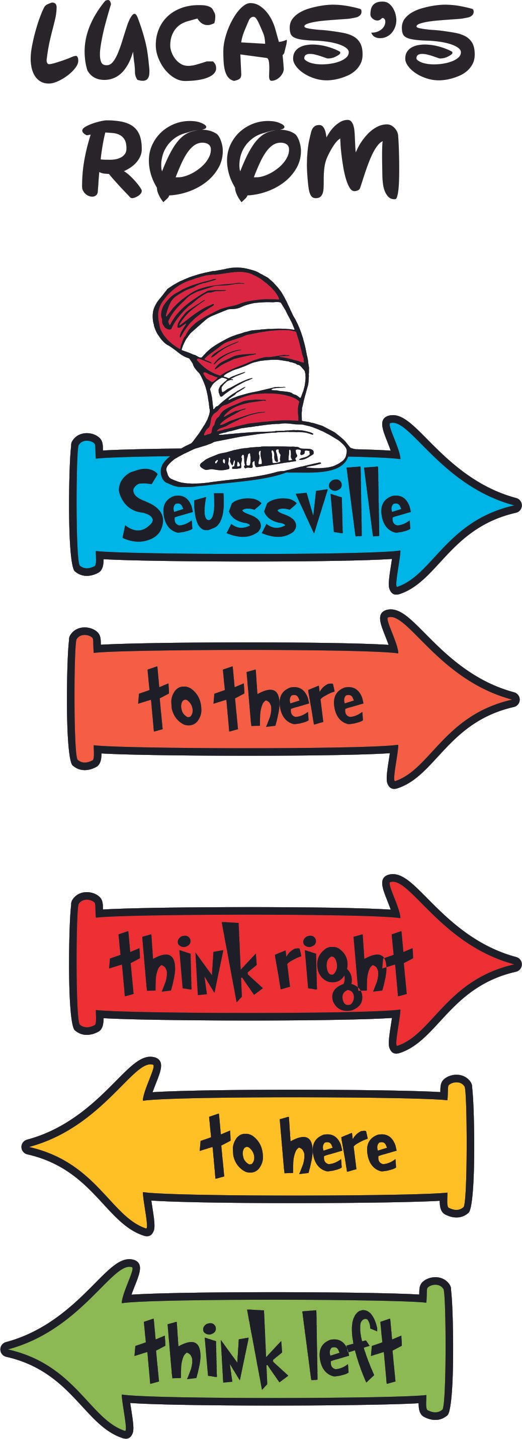 Dr Seuss Seussville Arrows Cat In Hat Customized Wall Decal Custom
