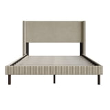 Home Design Duluth Queen Corduroy Velvet Upholstered Platform Bed Frame ...