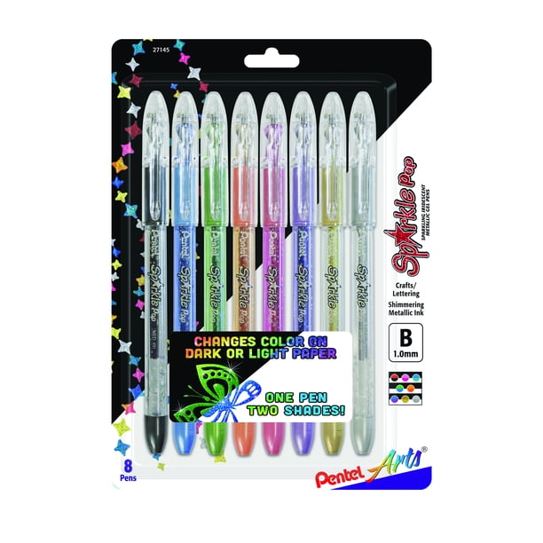 Pentel Arts Sparkle Pop Metallic Gel Pen, (1.0mm) Assorted Ink 8pk ...
