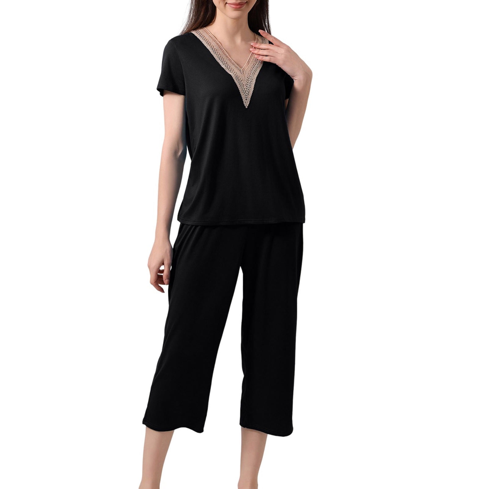 Click here for Wlynlyn Carpi Pajamas Pants For Women Lace V Neck... prices