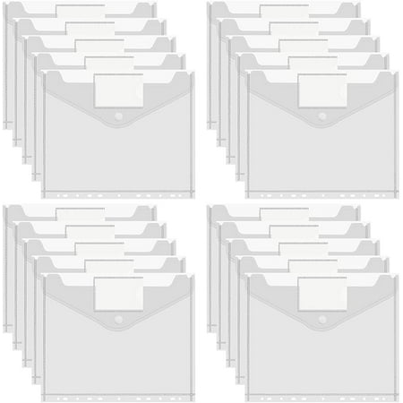 QUETO Lot de 20 Pochette Plastique A4, Pochette Enveloppe Perforée ...