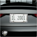 Auto Drive Silver Metal License Plate Frame with 3D Daisy Bling ...