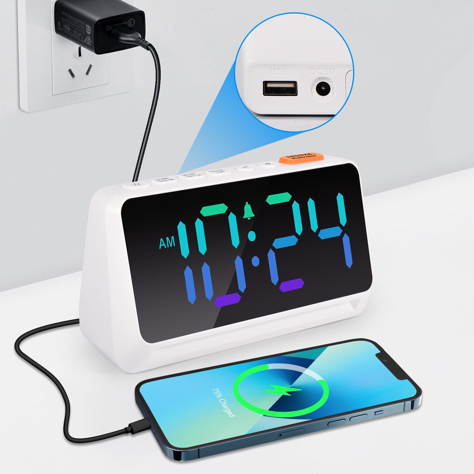 Digital Alarm Clock w/Night Light, 12/24Hr Child Digital Alarm Clocks ...