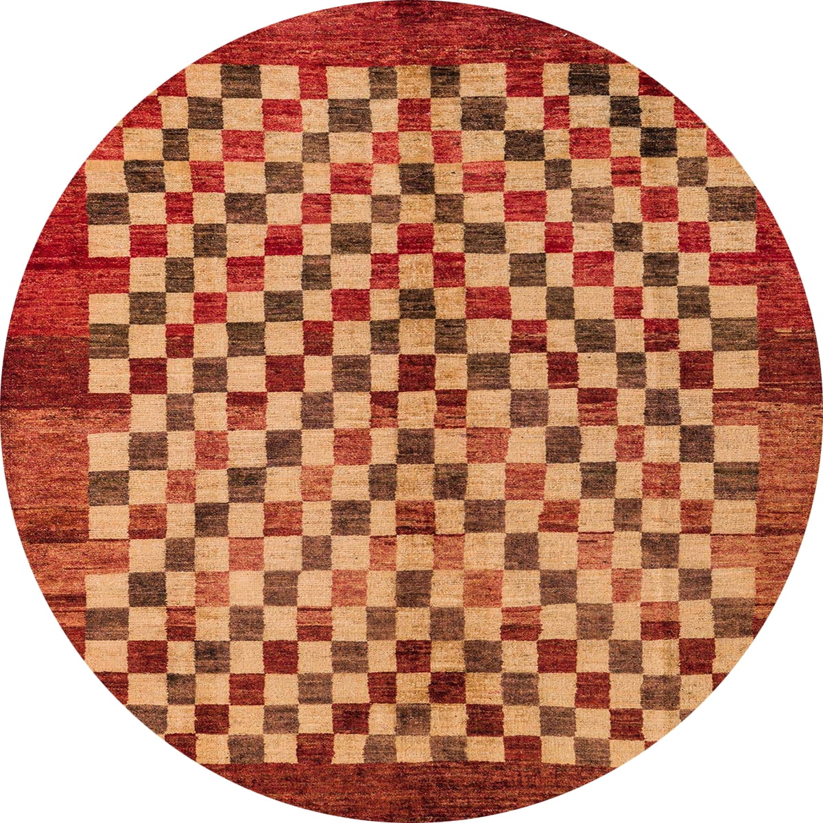 Ahgly Company Indoor Round Abstract Red Checkered Area Rugs, 5' Round ...