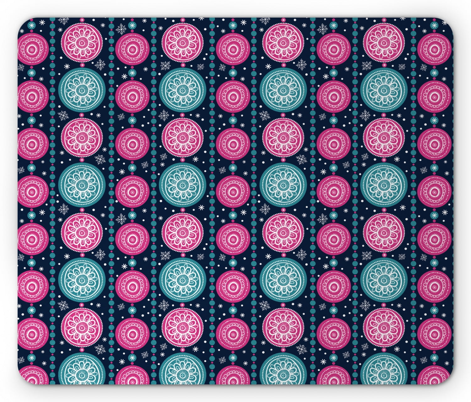 Xmas Mouse Pad, Celebration Pattern with Vertical Borders Pink Blue ...