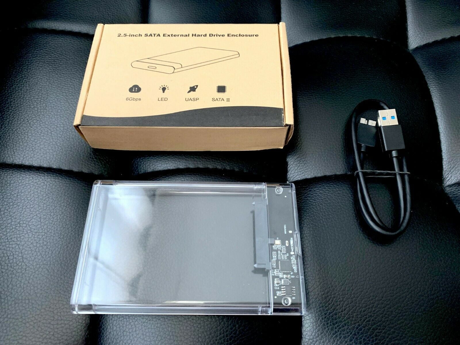 2.5" SATA Hard Drive External USB 3.0 Enclosure HDD Case Durable Clear ...