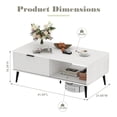 Coffee Table with Storage, 2-Tier Wooden Coffee Table with Sliding Door ...