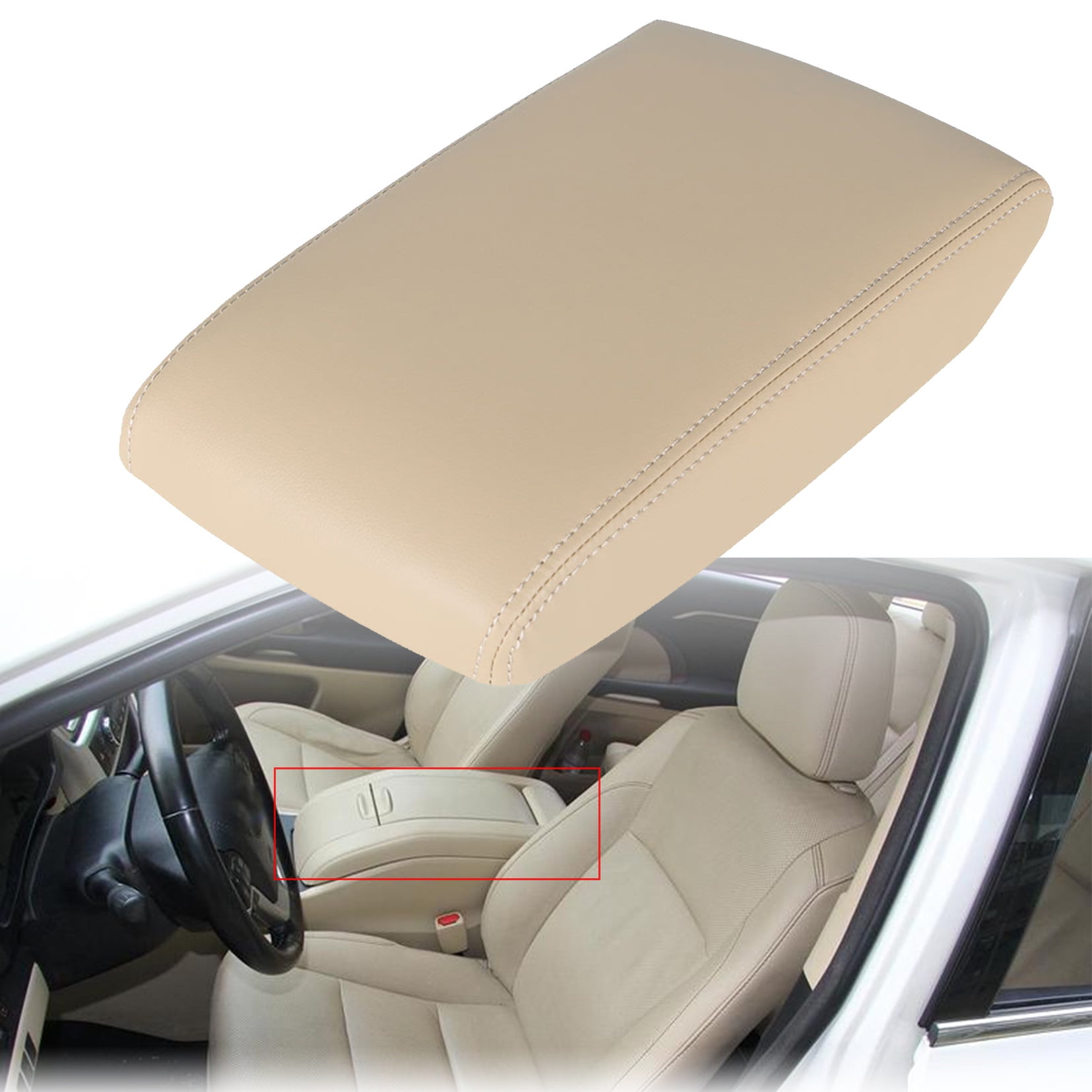 Genrics Beige Tan Leather Console Lid Armrest Cover Fit For 2008-2013 ...