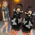 Gyujnb Toddler Girls Glitter Butterfly Sandals Pearl Strap Adjustable ...