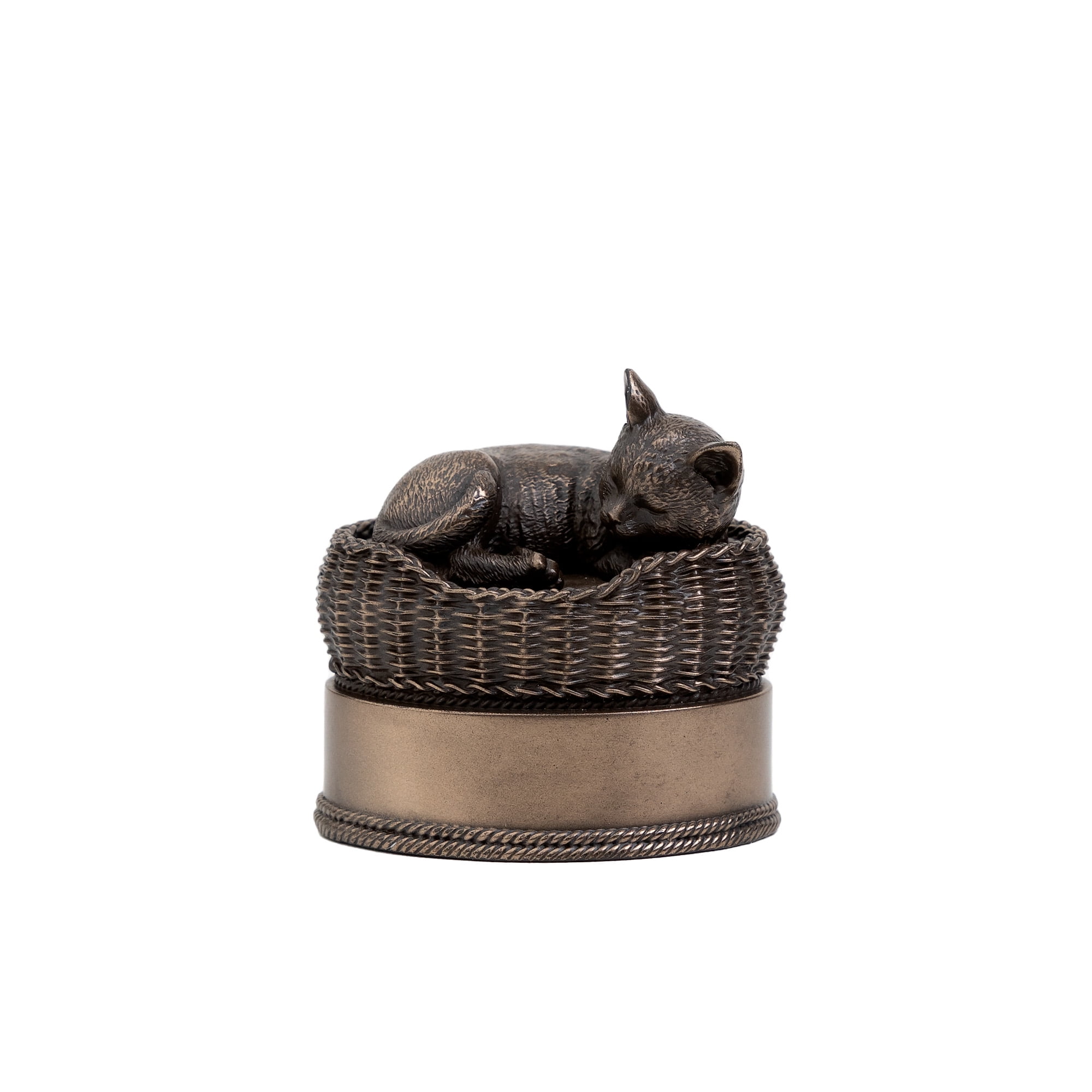 Perfect Memorials Miniature Bronze Cat in Basket Keepsake Cremation Urn ...