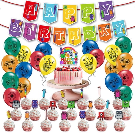 43pcs Numberblocks Balloon Arch Kit Festival Latex Balloons Paper Cake ...