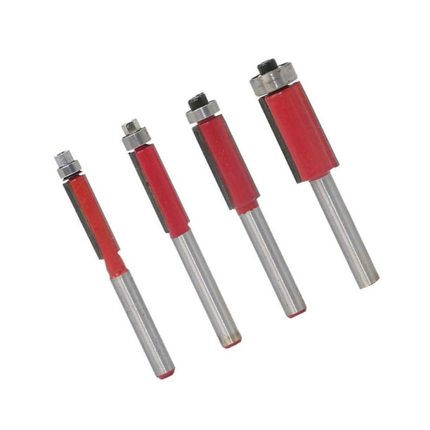 Wweixi Premium 4-Piece Flush Trim Router Bit Set 1/4 Woodworking Tool ...
