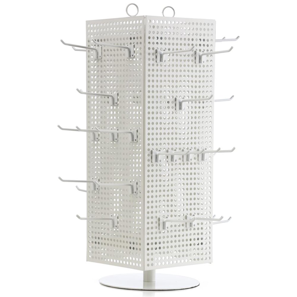 Pegboard Store Fixture Rack, Counter Top, Magnetic, 60 Hooks (White ...