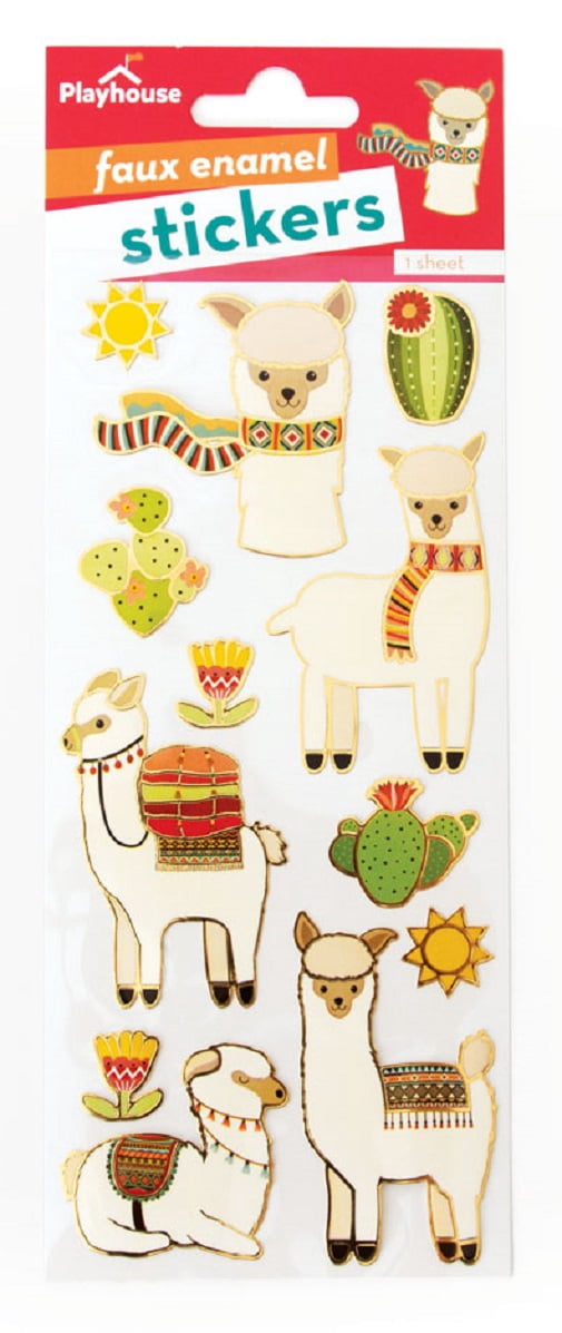 Playhouse Glama Lllama Enamel Effect Sticker Sheet - Walmart.com