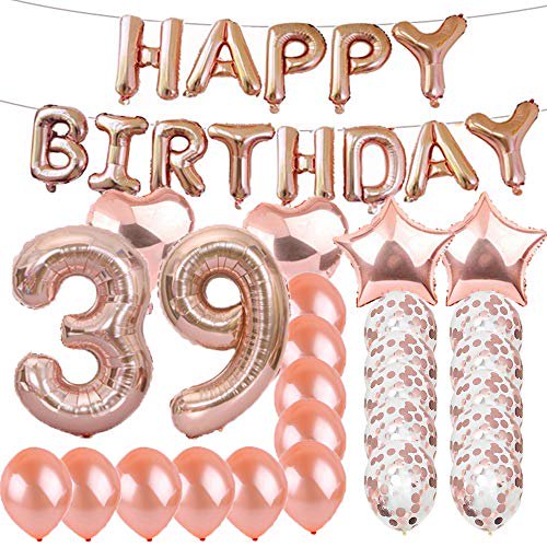 Sweet 39th Birthday Decorations Party Supplies,Rose Gold Number 39 ...