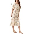 Women's Floral Sleepdress Short Sleeve Lace Ruffle Hem Night Dress Long ...