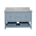 Beverly 60" Double Bathroom Vanity with Powder Blue Cabinet and Carrara ...