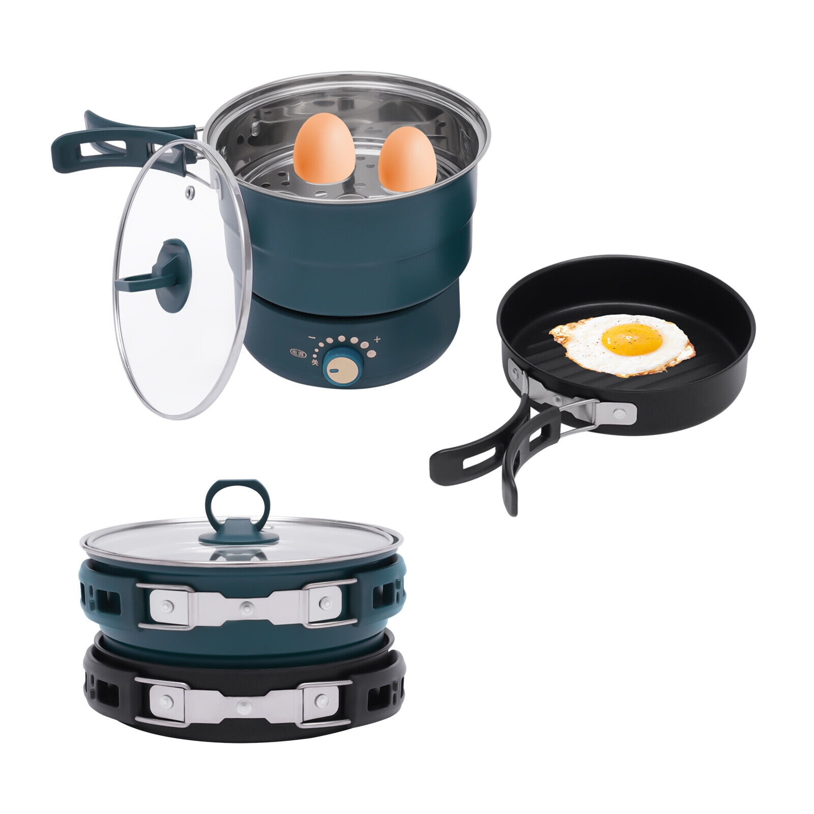 Electric Grill Hot Pot Fry Soup Cooker Nonstick Foldable Handles Cooker ...