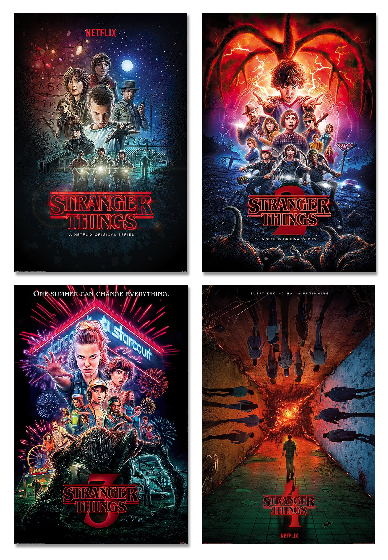 STRANGER THINGS - SEASONS 1, 2, 3 & 4 - TV SHOW POSTER SET (REGULAR ...