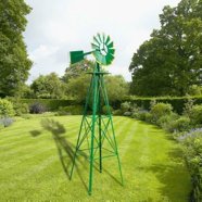 Ktaxon 8FT Weather Resistant Yard Garden Windmill Gray & Red Ornamental ...