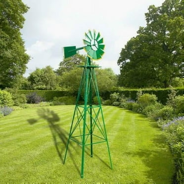 Ktaxon 8FT Weather Resistant Yard Garden Windmill Gray & Red Ornamental ...