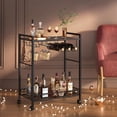 Bar Cart, Home Bar Serving Cart with 2-Tier Shelf,Rolling Beverage Cart ...