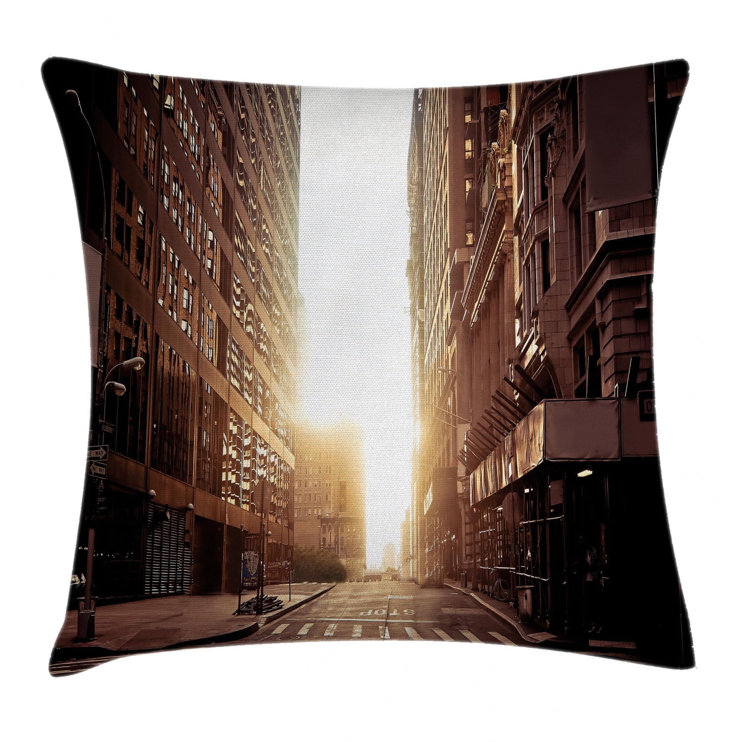 Cityscape Throw Pillow Cushion Cover, New York Street with High ...