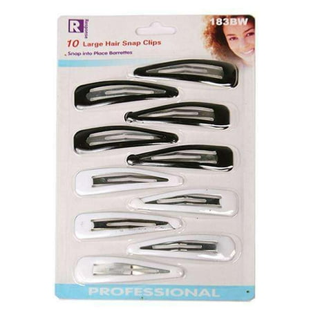 10 Large Hair Snap Clips #183 Black/White | Walmart Canada