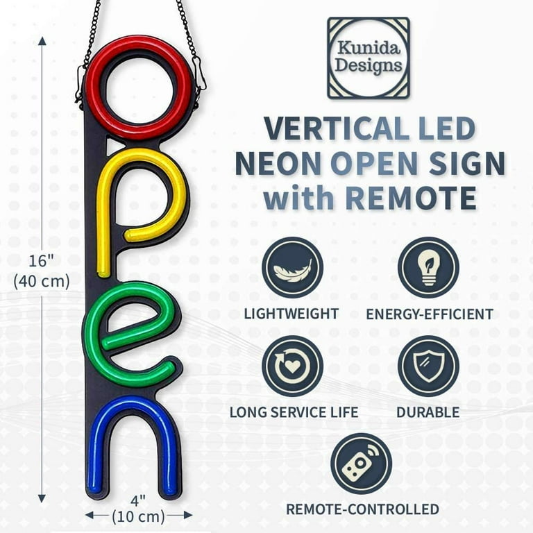 Vertical Neon Open Sign