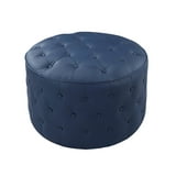 Chic Home Tosh Button Tufted PU Leather Upholstered Round Ottoman ...