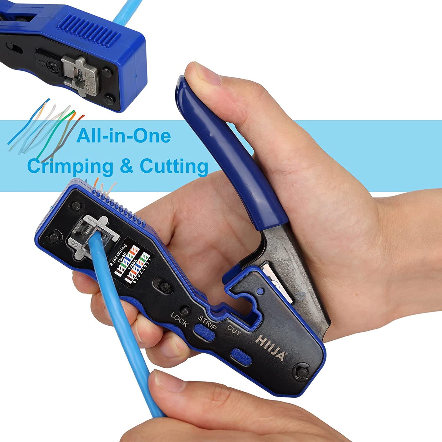 Buy Hiija RJ45 Crimp Tool Pass Though Kit with Network Cable Tester ...