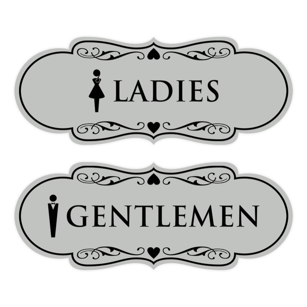Designer Ladies and Gentlemen Figurines Restroom Signs, Set of 2 (Lt ...
