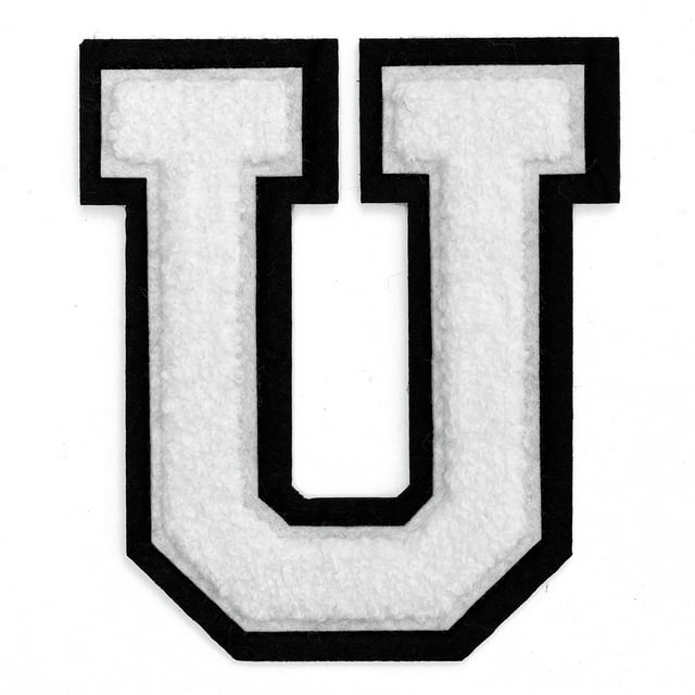 Chenille Stitch Varsity Iron-On Patch by pc, 4-1/2", White/Black, TR ...
