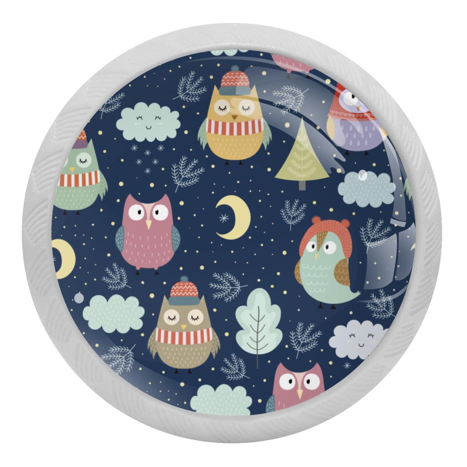 4PCS Round Owl Cabinet Fluorescence Knob Glowing in the Dark Furniture ...