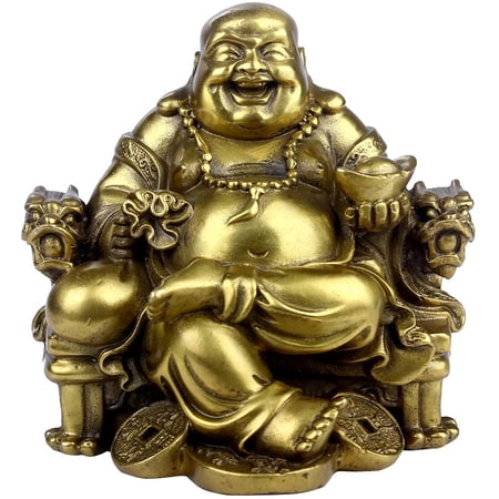 Feng Shui Handmade Maitreya Laughing Buddha Statue Sitting on Emperor's ...