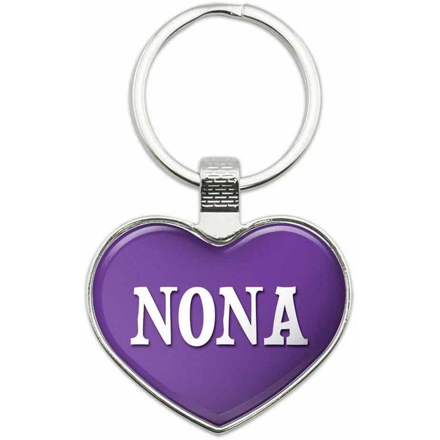 Nona - Names Female Metal Heart Keychain Key Chain Ring, Purple ...