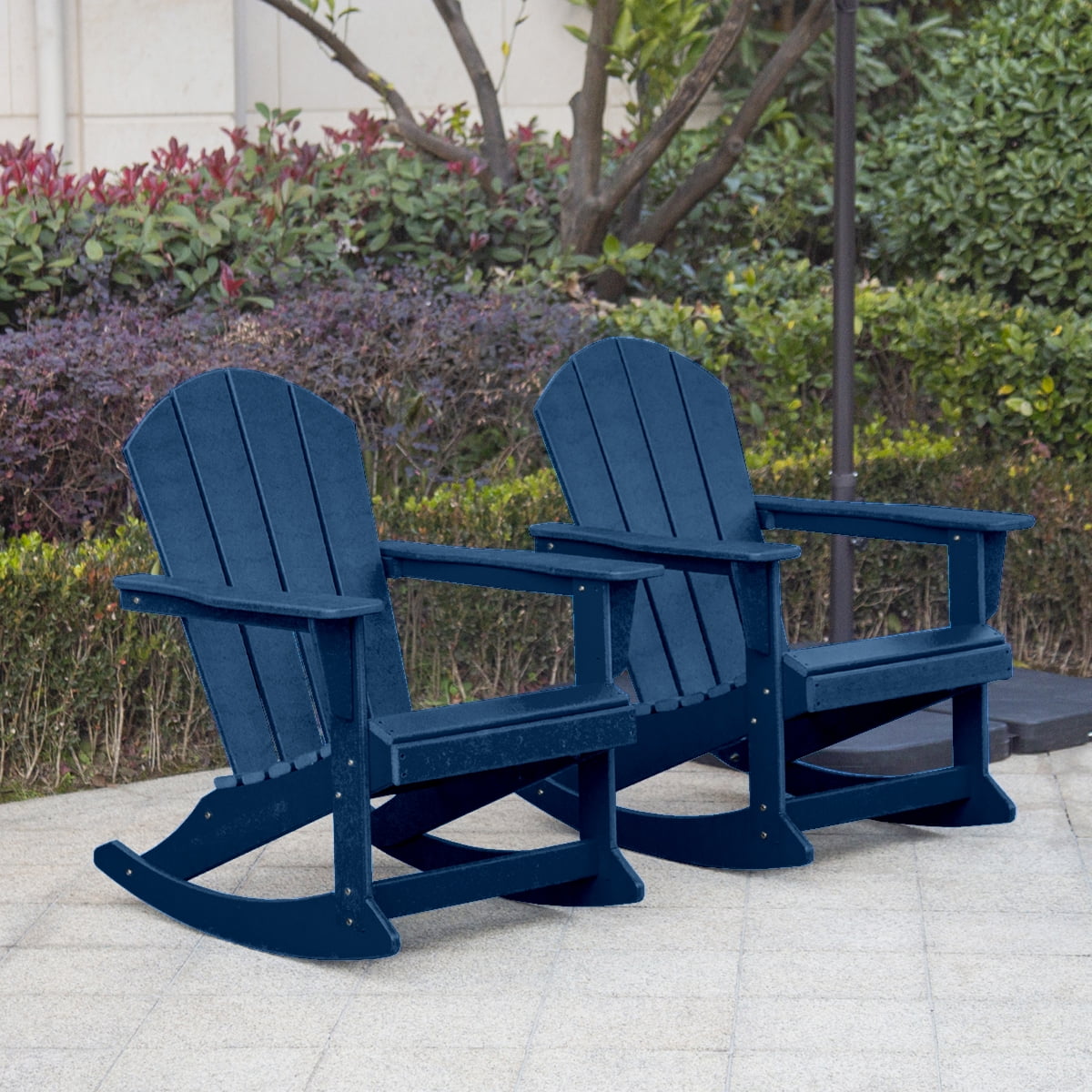 GARDEN Set of 2 - Plastic Outdoor Rocking Chairs for Patio Porch, Navy ...