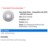 Rear Brake Rotor - Compatible with 2022 - 2023 Kia Carnival - Walmart.com