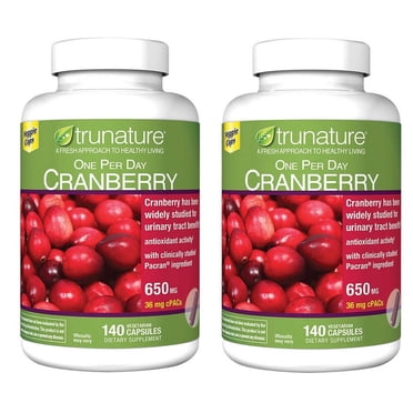 TruNature Cranberry 650 mg Vegetarian Capsules Supports Urinary Tract ...