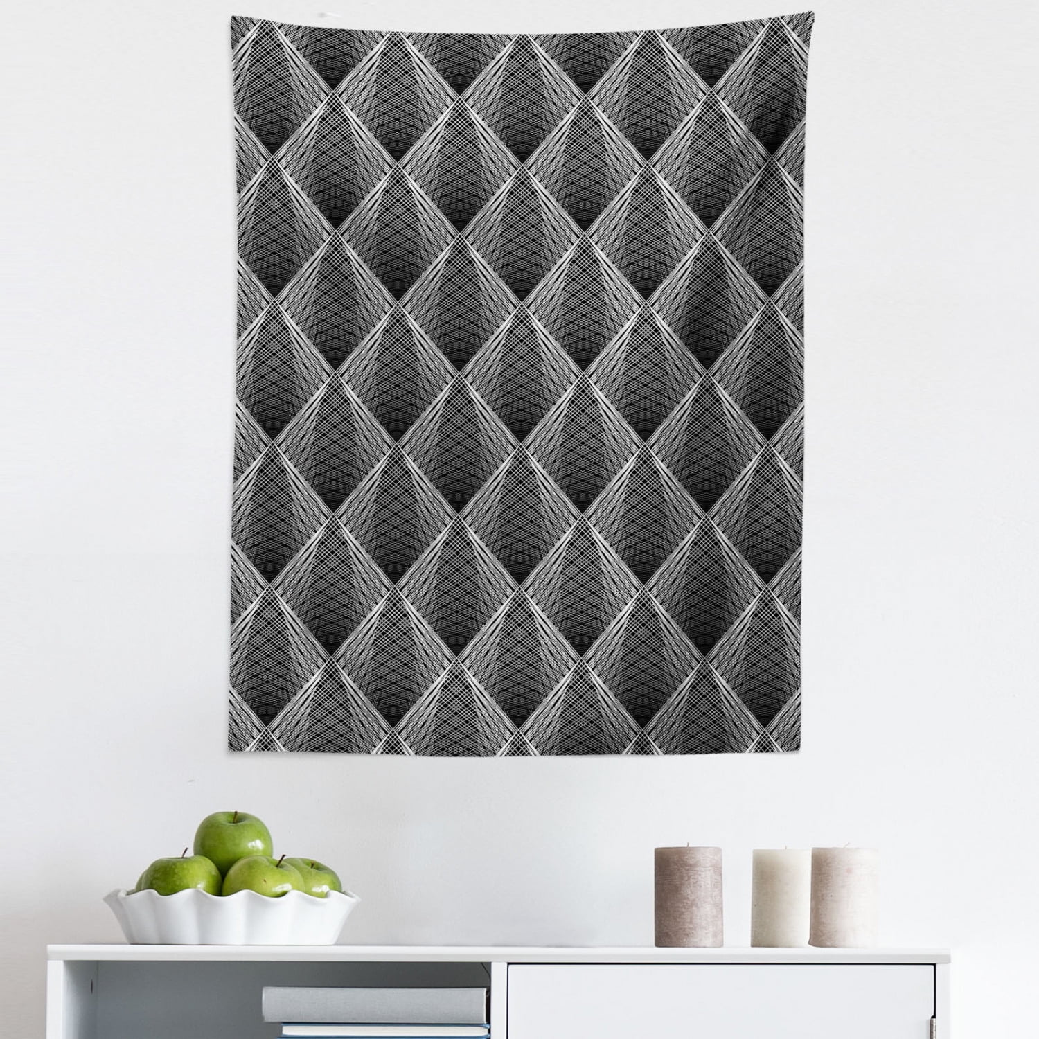 Abstract Tapestry, Monochrome Style Grid Inspired Layout of Geometric ...