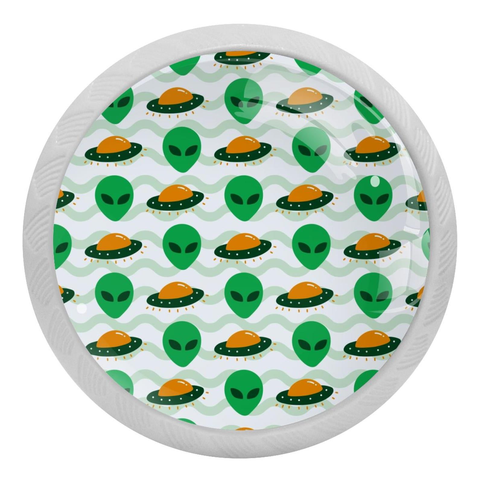 4PCS Round Alien Invasion Spaceship Cabinet Fluorescence Knob Glowing ...