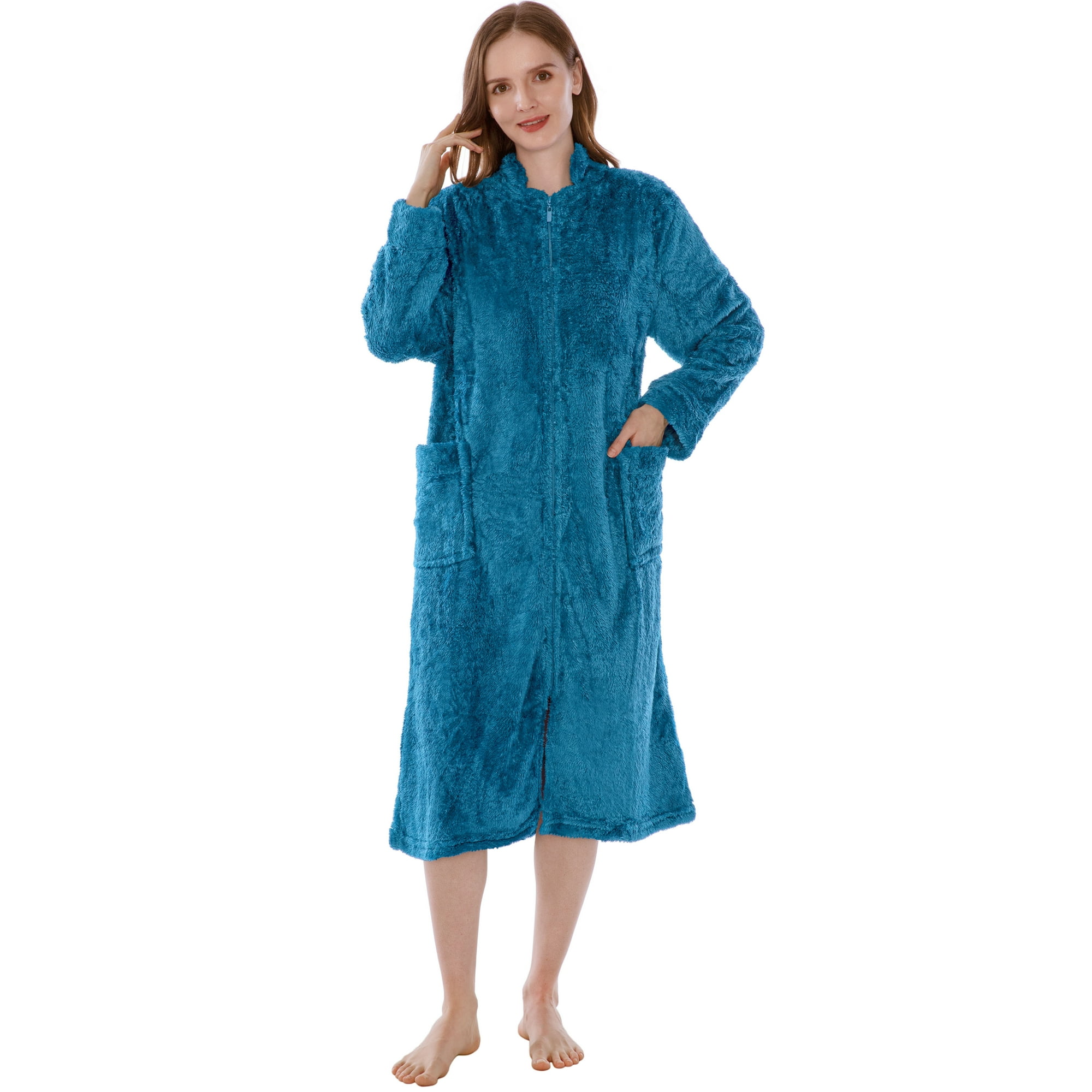 Click here for Pavilia Womens Housecoat Zip Robe  Sherpa Zip Up F... prices