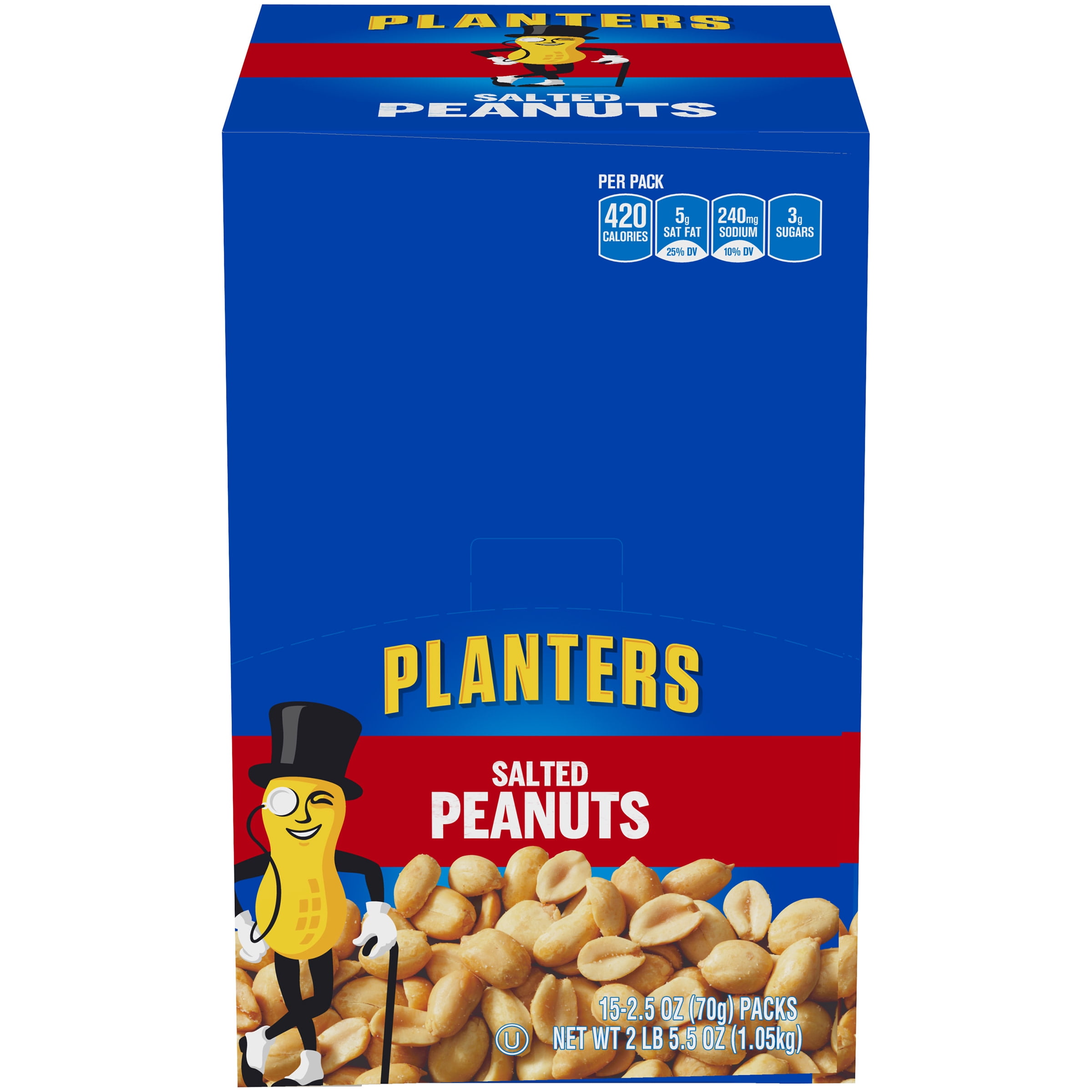 Planters Salted Peanuts, 15 ct Box, 2.5 oz Packs - Walmart.com
