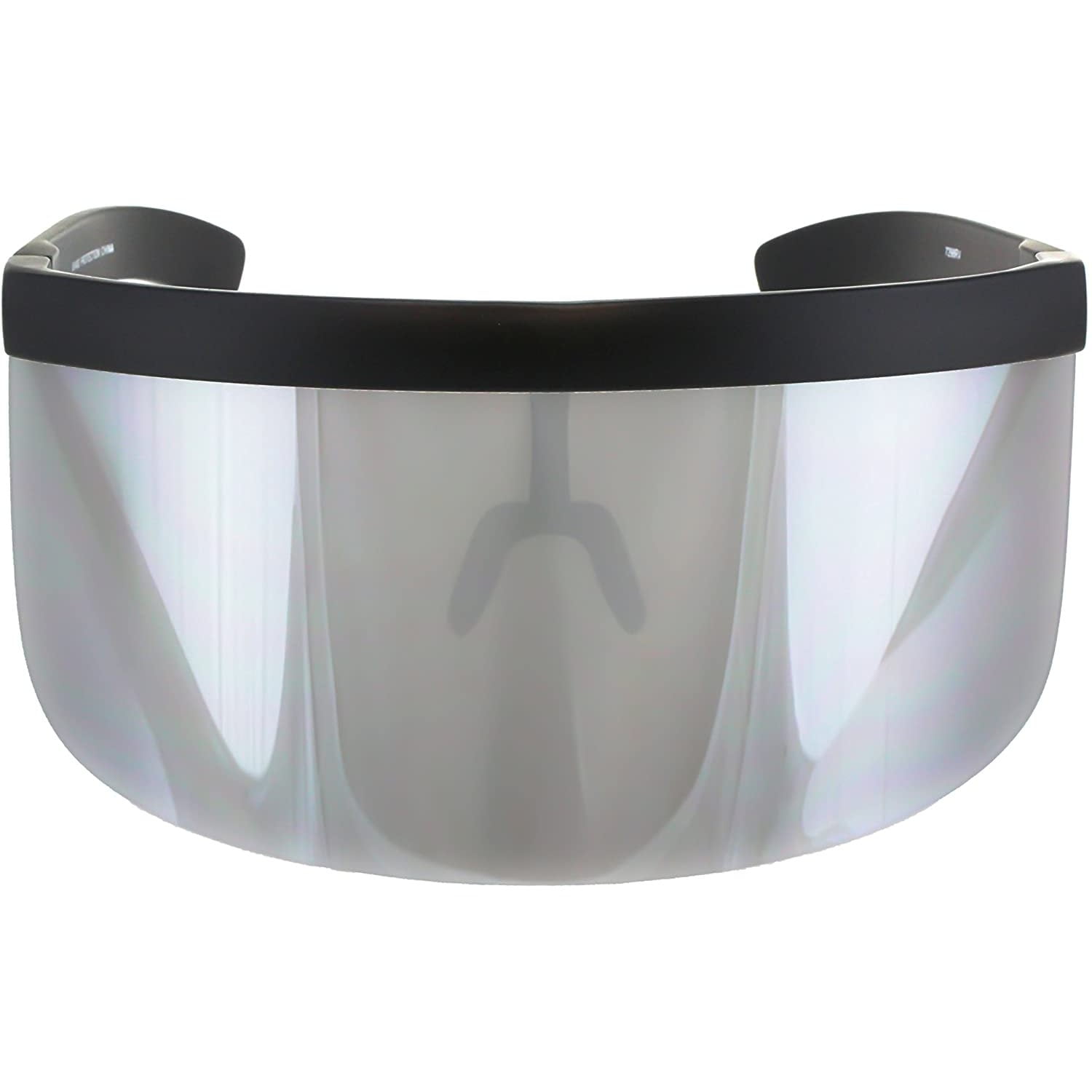 Futuristic Oversize Shield Visor Sunglasses Flat Top Mirrored Mono Lens ...
