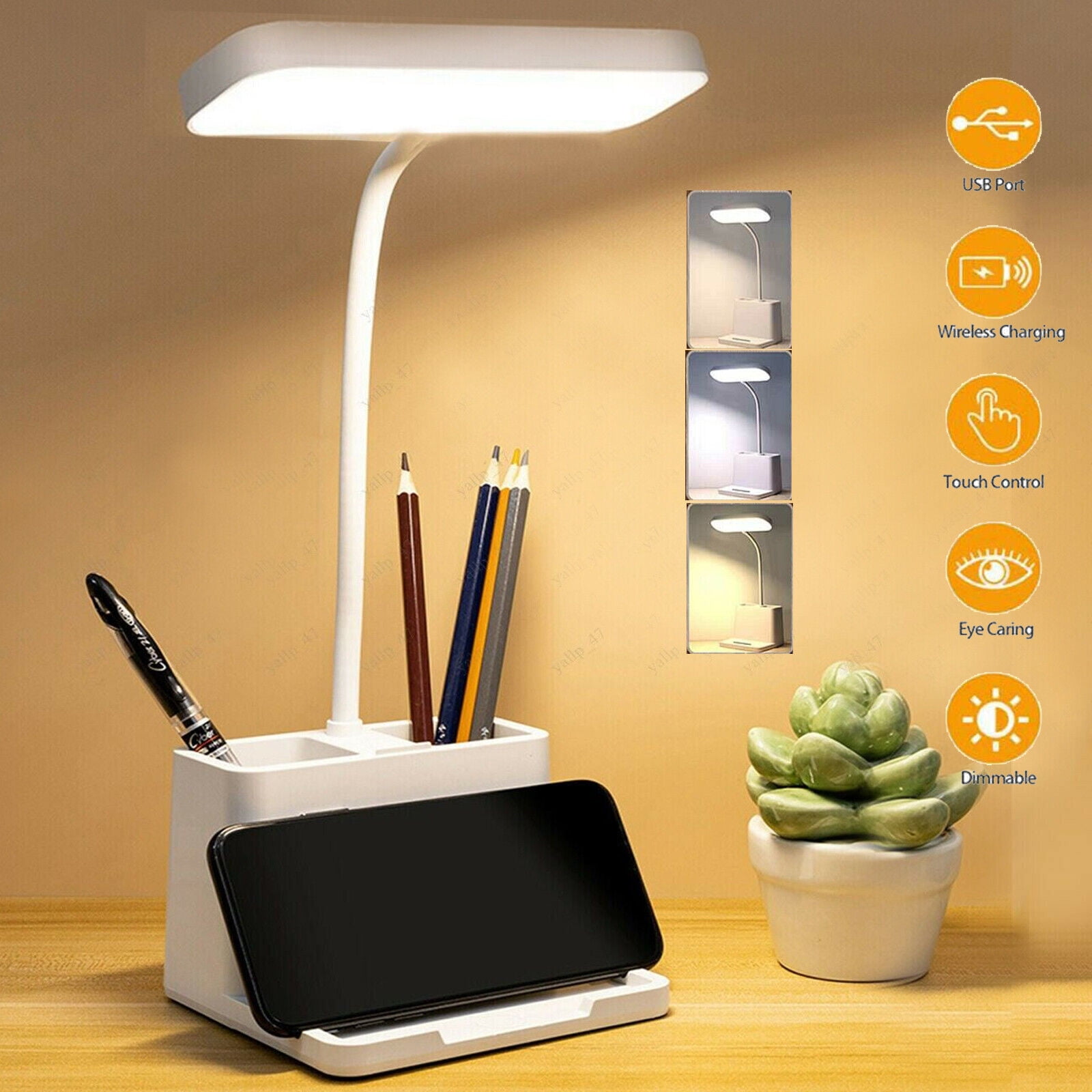 3 Color Modes Small Study Desk Lamp LED Desk Light with Flexible ...