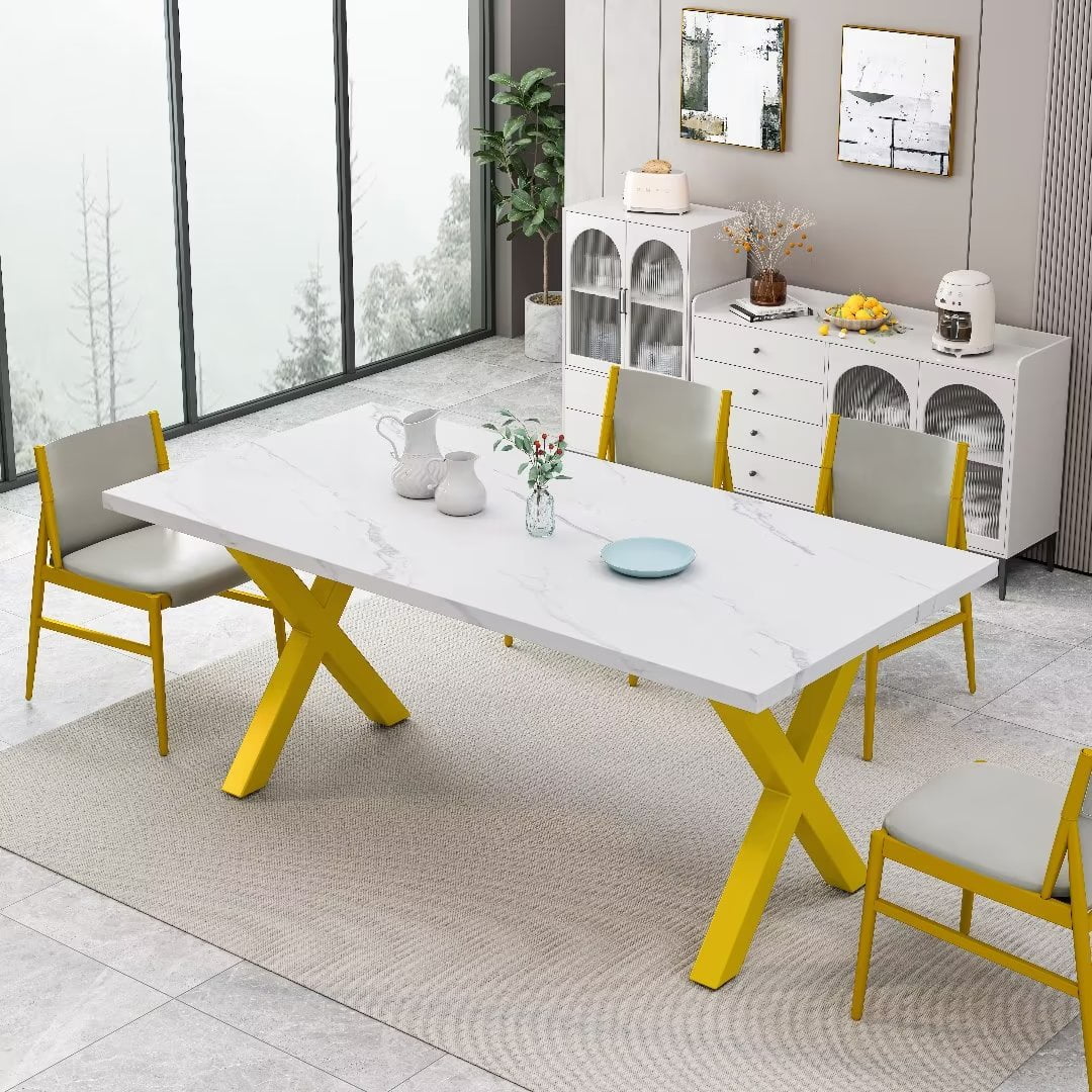 Dining Table, 70.87"Modern Square Dining Room Table, Kitchen Table with ...