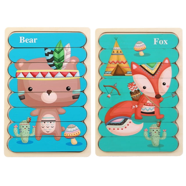 Puzzles Toys Cartoon Design Universal Wooden Young Children Cognitive ...