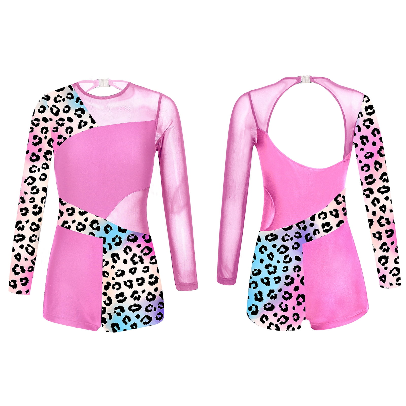 DPOIS Kids Girls Gymnastics Leotards Long Sleeve Dance Biketards Shorts ...
