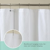 Diamond Pattern Shower Curtains Fabric 72x72 All White Solid Bathroom ...