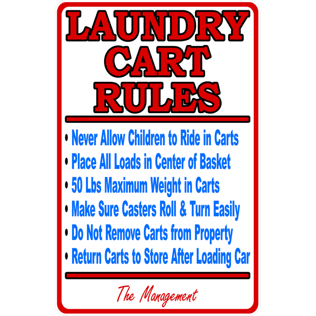 Laundry Cart Rules Laundromat Sign - Walmart.com
